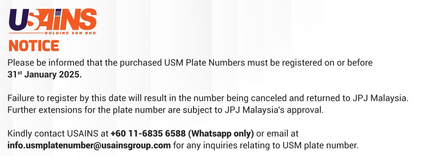 USM PLATE NUMBER